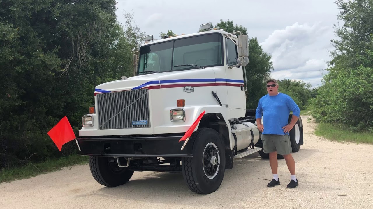 WHITEGMC, VOLVO AUTOCAR ACL64 ROAD TRACTOR - YouTube