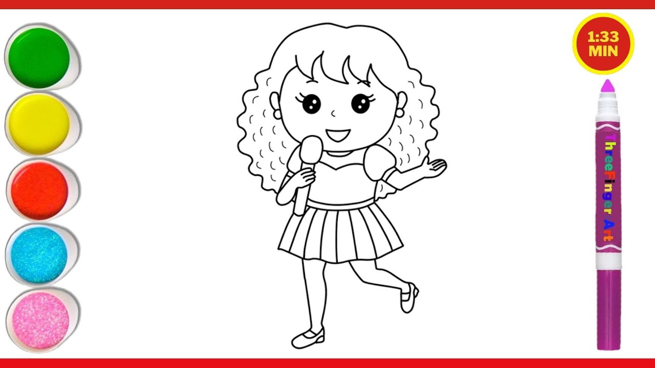 How To Draw Singer Step By Step For Kids,Toddlers | How To Draw |Step ...