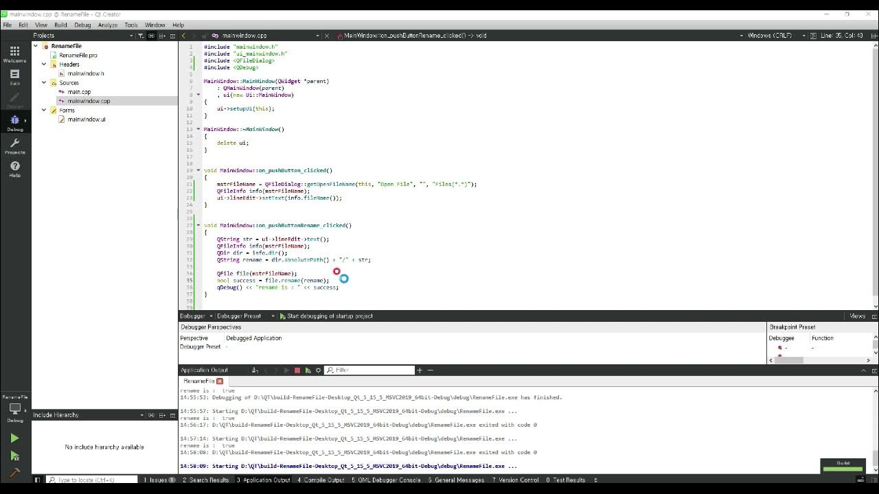 QT : how to rename a file name - YouTube