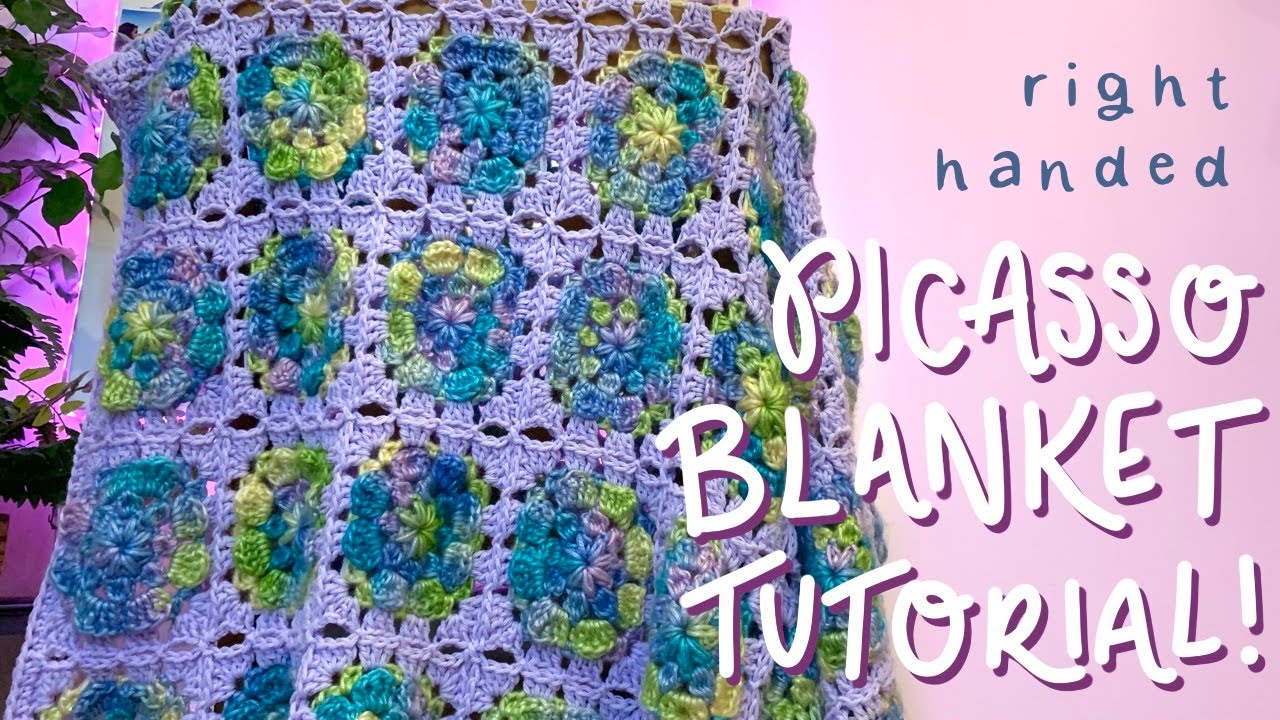Ice Yarns Picasso Crochet Join As You Go Blanket Tutorial (Right Handed ...