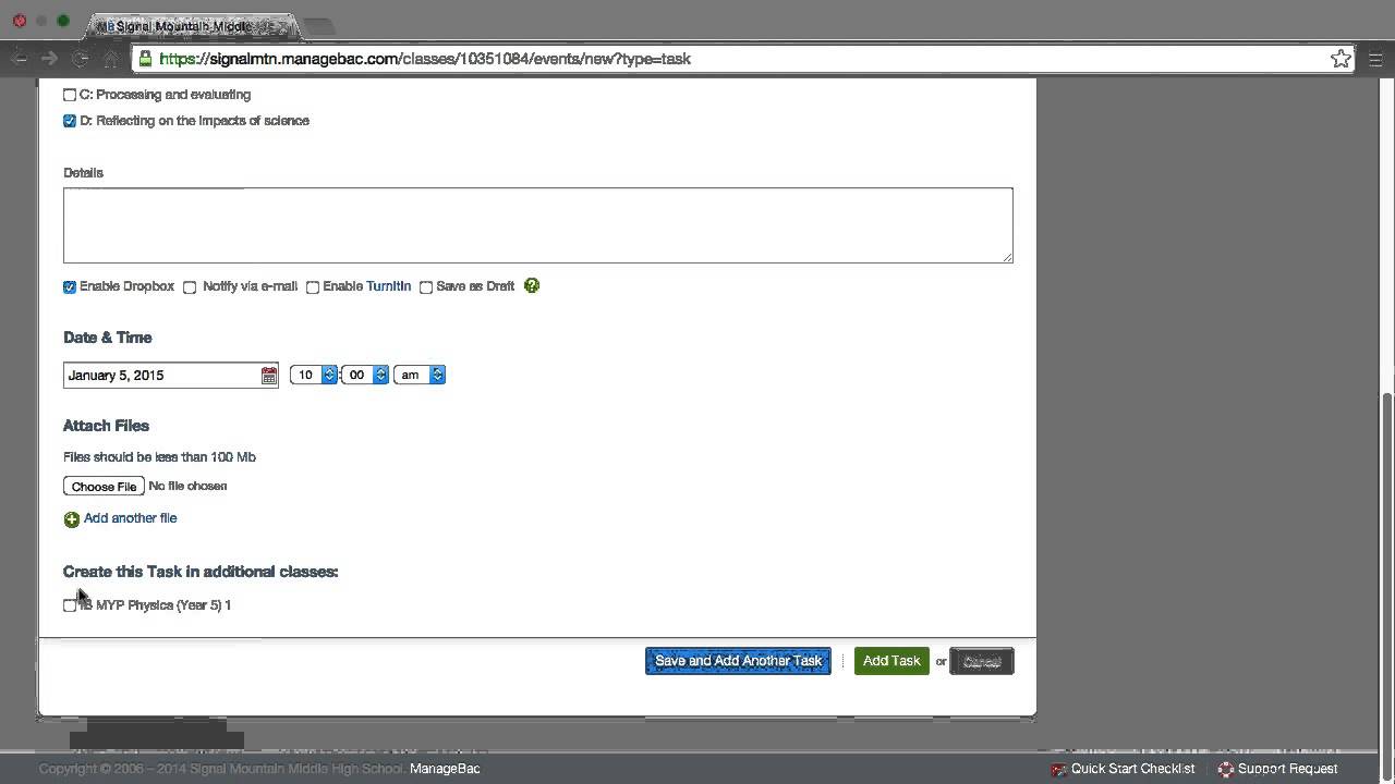 SMMHS Managebac Tutorial #4 - Adding Tasks - YouTube