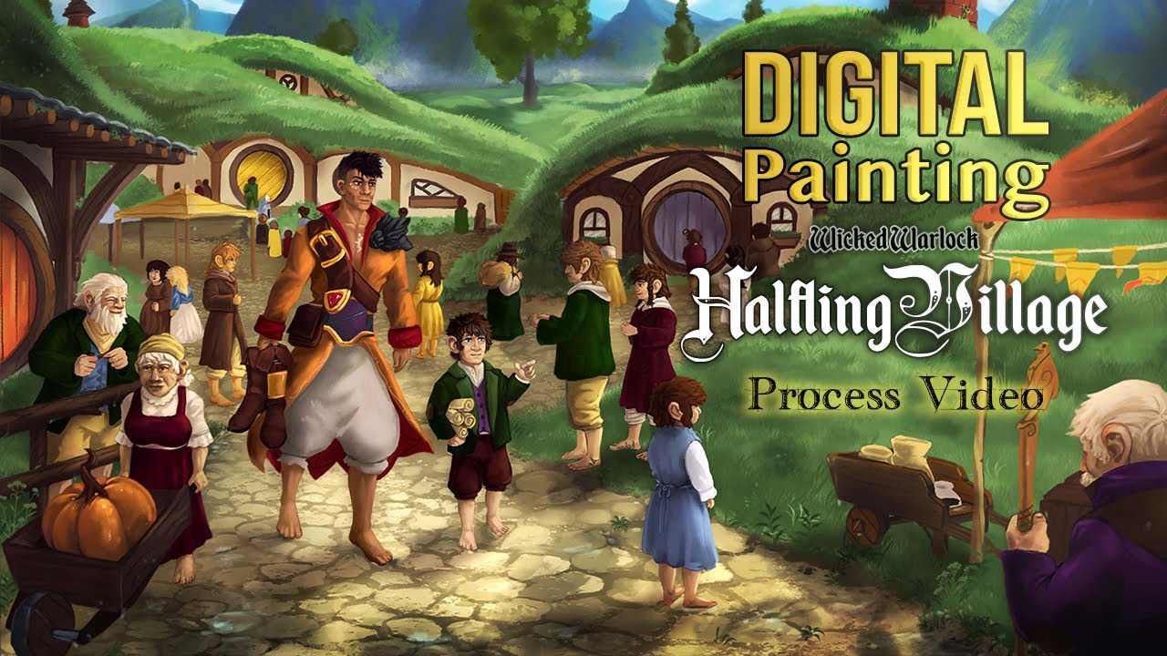 Halfling Village Digital Painting Process - YouTube