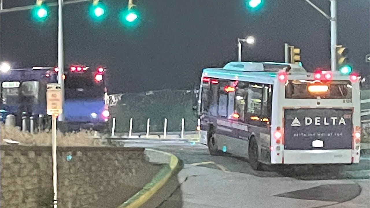 Two delta buses leave JFK airport - YouTube