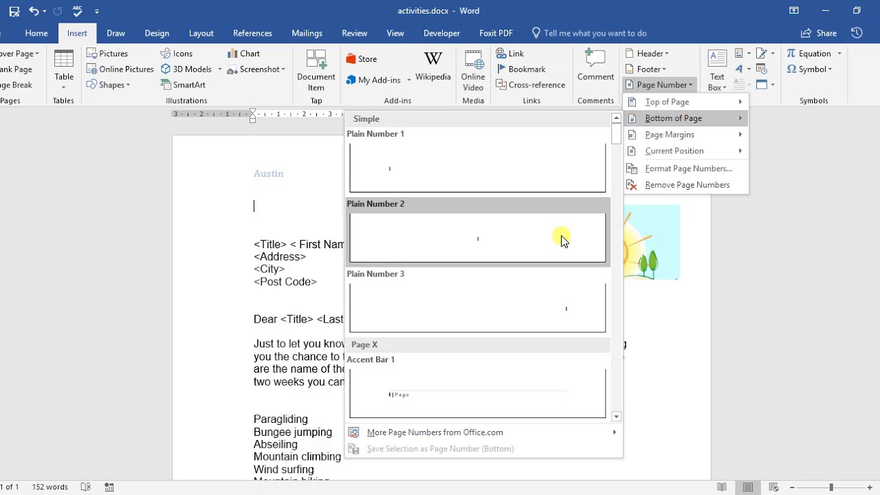 11 - Inserting a Page Number - YouTube