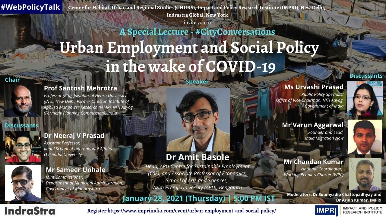 IMPRI Special Lecture | Amit Basole Urban employment and social policy ...