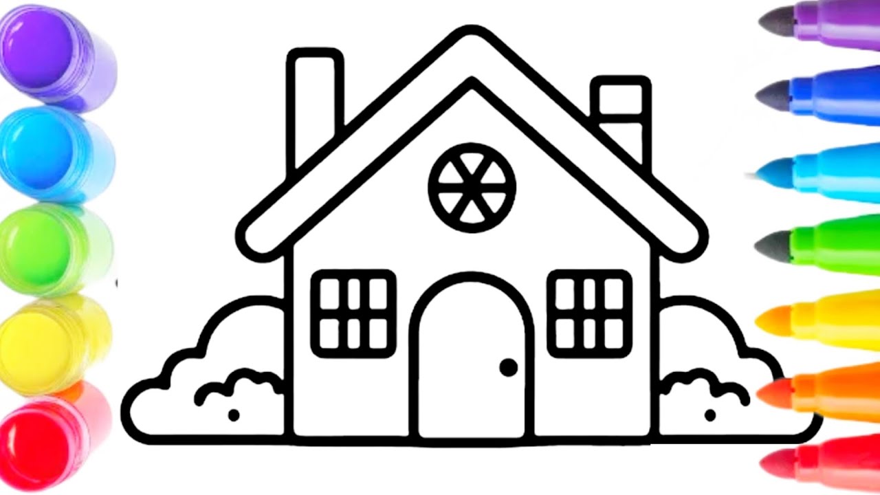 Cute House 🏡 Drawing, Painting & Coloring For Kids and Toddlers_ Kids ...
