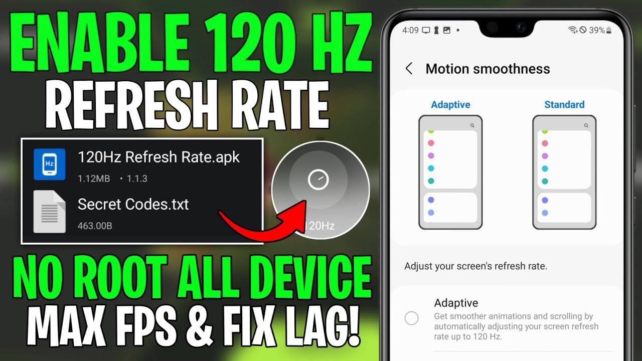 Enable 120 Hz Refresh Rate On Any Android | Max FPS & FIX Lag ! No Root - YouTube