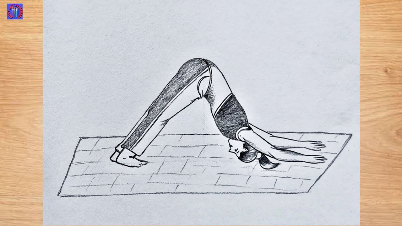 How to draw a girl doing exercise || how to draw a girl doing yoga ...