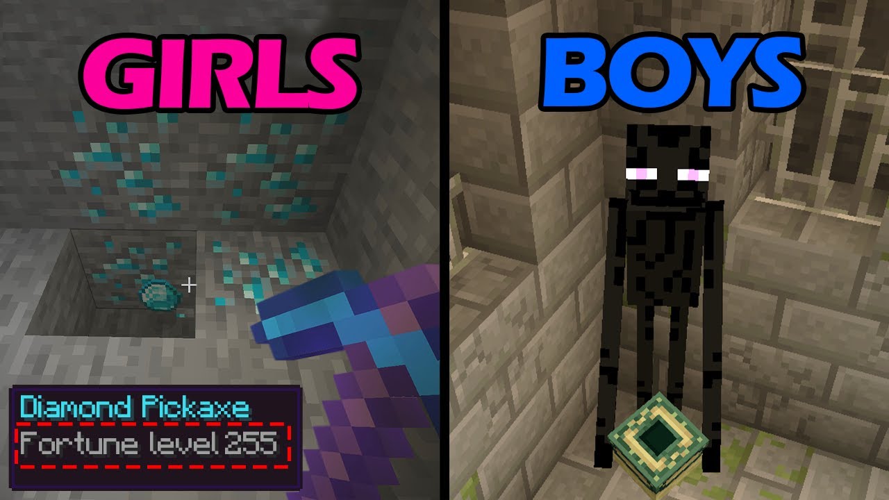 luck of boys and girls in minecraft - YouTube