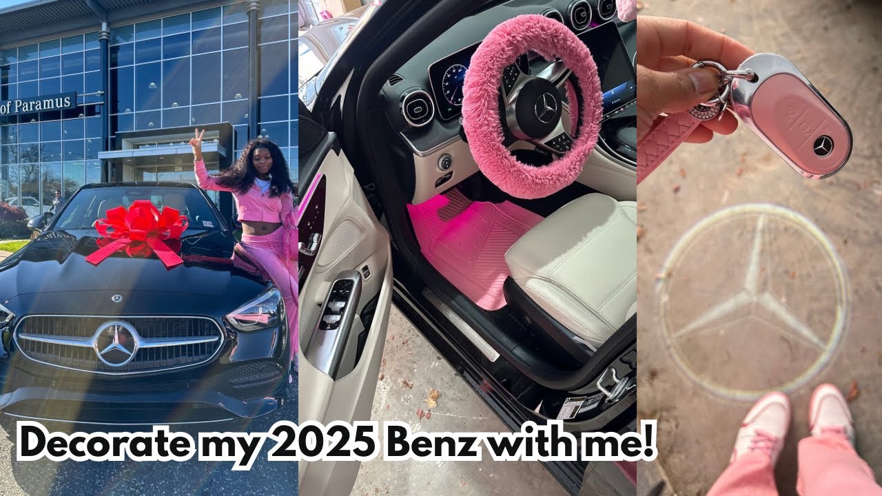 DECORATE my 2025 MERCEDES BENZ with me! All pink car accesories! - YouTube