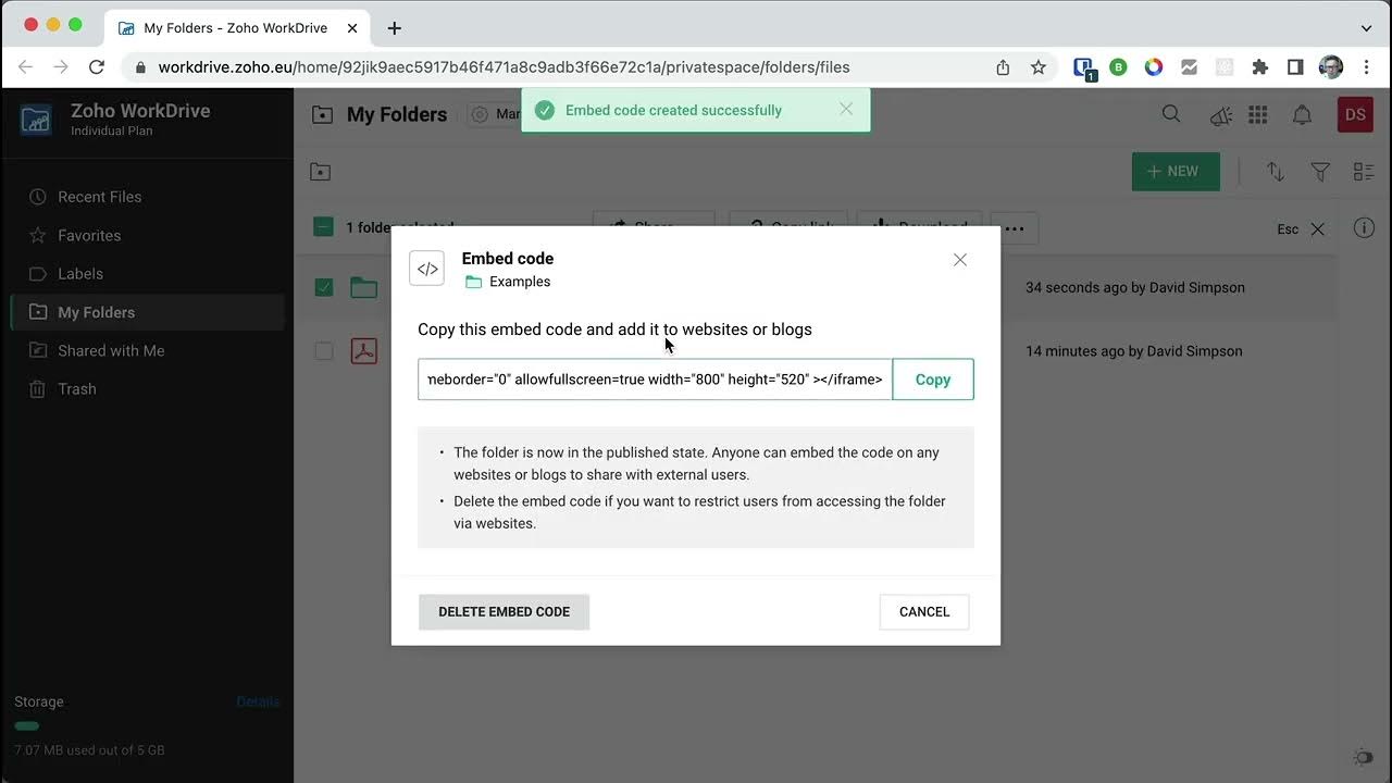 Zoho WorkDrive • How to share a folder - YouTube
