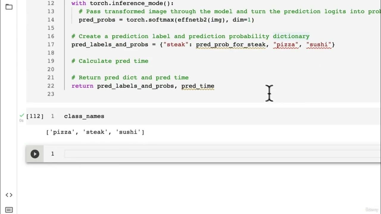 30 Creating a Predict Function to Map Our Food Vision Mini Inputs to Outputs - YouTube
