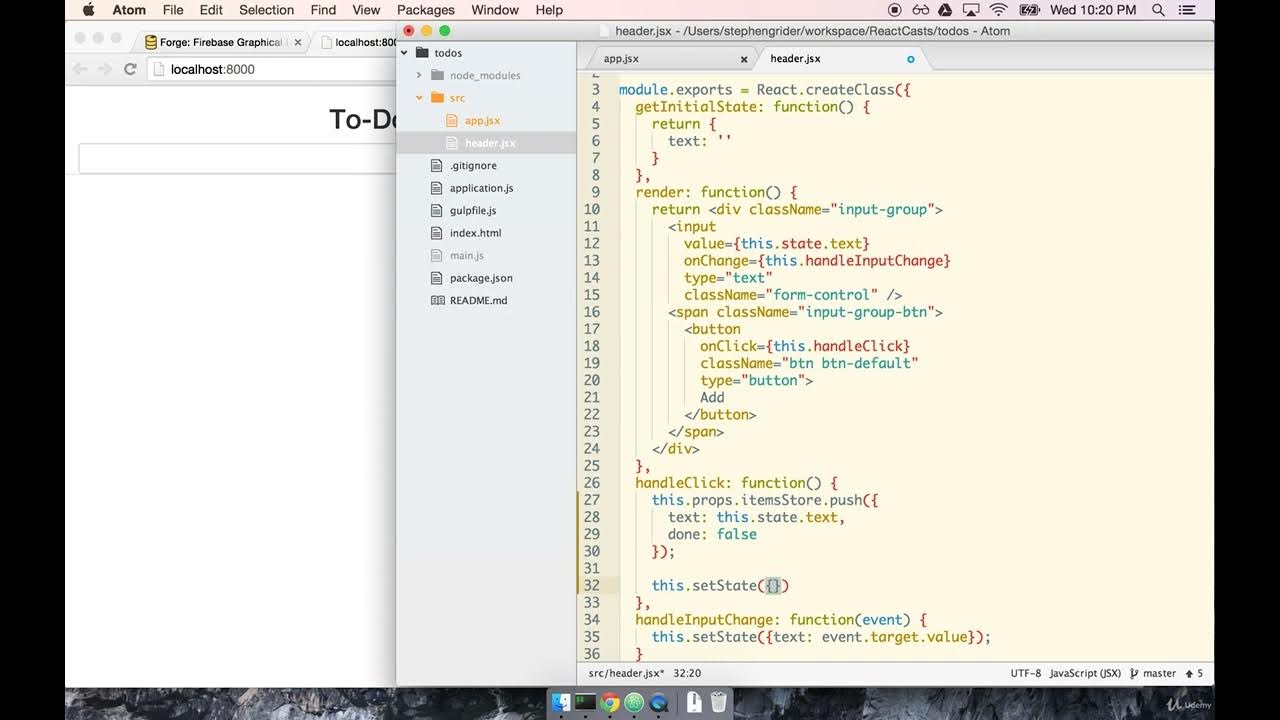 Build Web Apps with React JS and Flux 5 7 Firebase Pushing Data to Firebase - YouTube