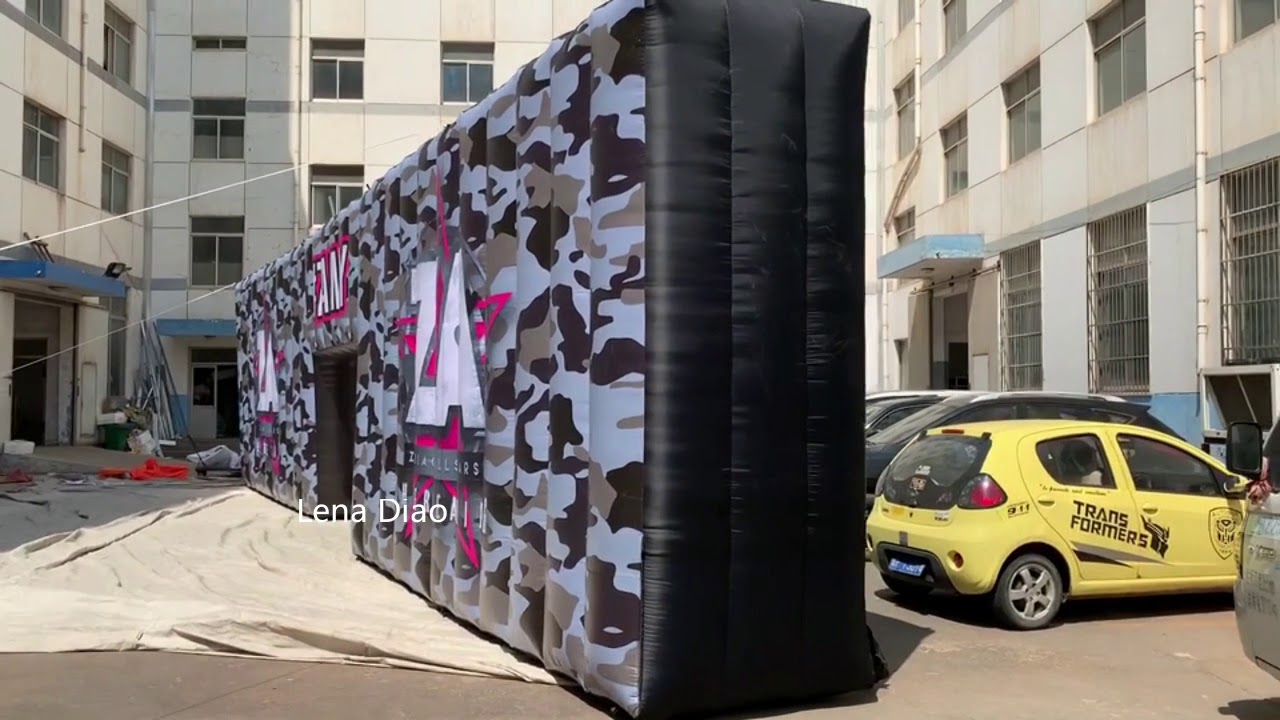 Advertising decoration customized logo printed inflatable wall - YouTube