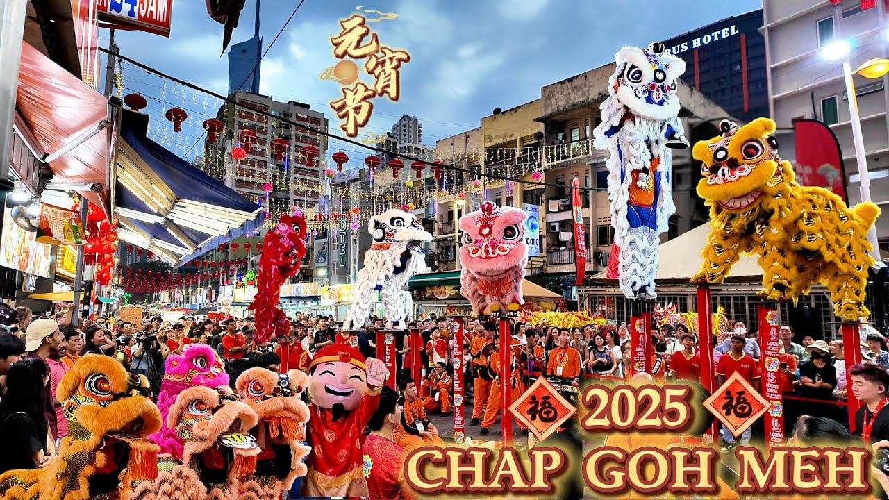 LION DANCE CHAP GOH MEH CNY 2025 @ JALAN ALOR - YouTube