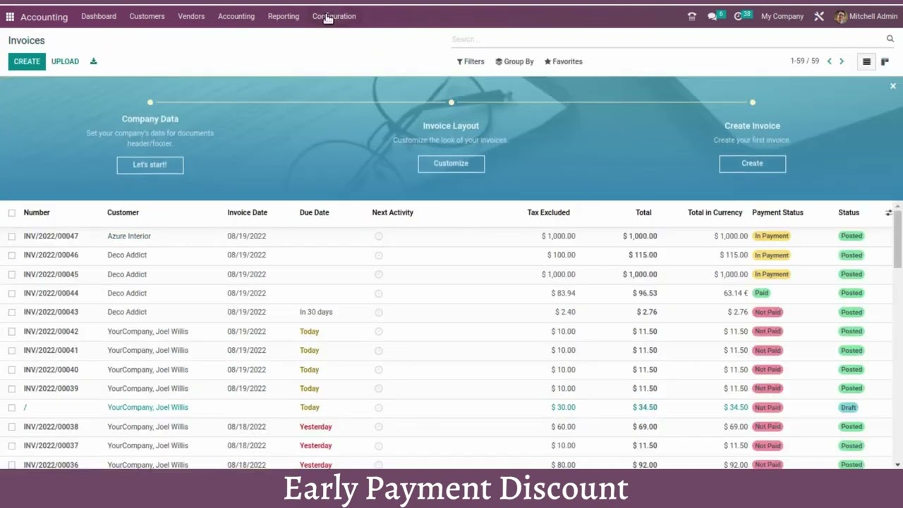 Odoo 16 Accounting Early Payment Discount || Odoo 16 Accounting ...