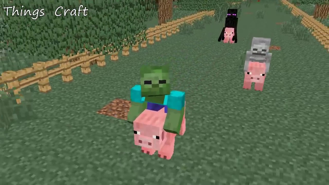 Monster School PIG Racing Challenge Minecraft Animation - YouTube
