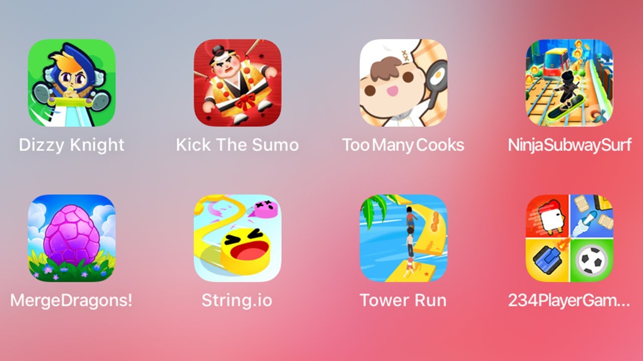 Dizzy Knight,KickTheSumo,TooManyCooks,NinjaSubwaySurf,MegerDragons,String.io,Tower Run ...