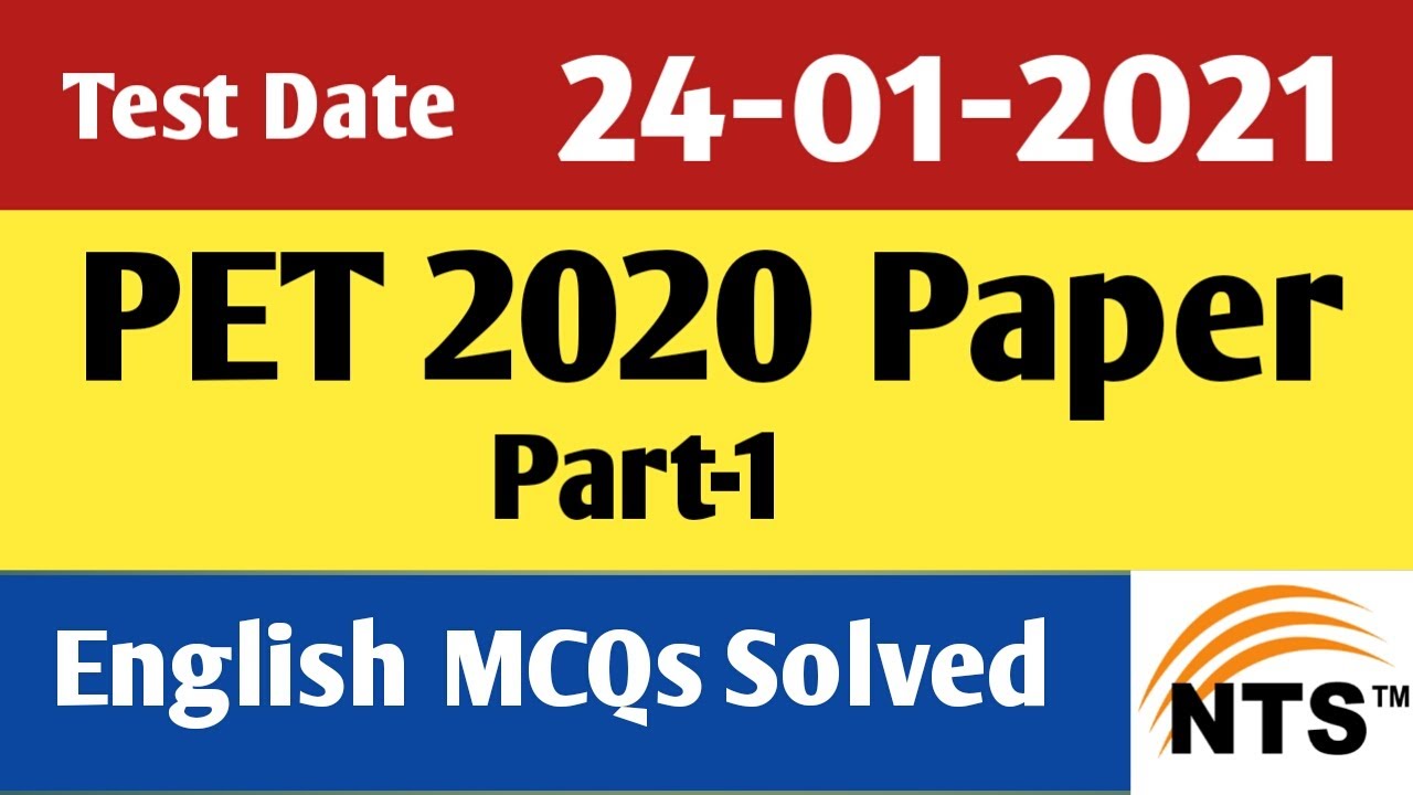 PET Paper 2020 || PET Paper 24-01-2021 || PET 2020 Paper English MCQs ...