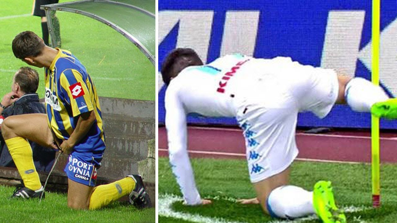 LES JOUERS DE FOOT QUI FONT PIPI EN PLEIN MATCH - YouTube
