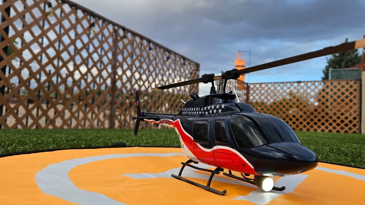 First full flight of the Bell 206 Eachine E186, after crash repair ...