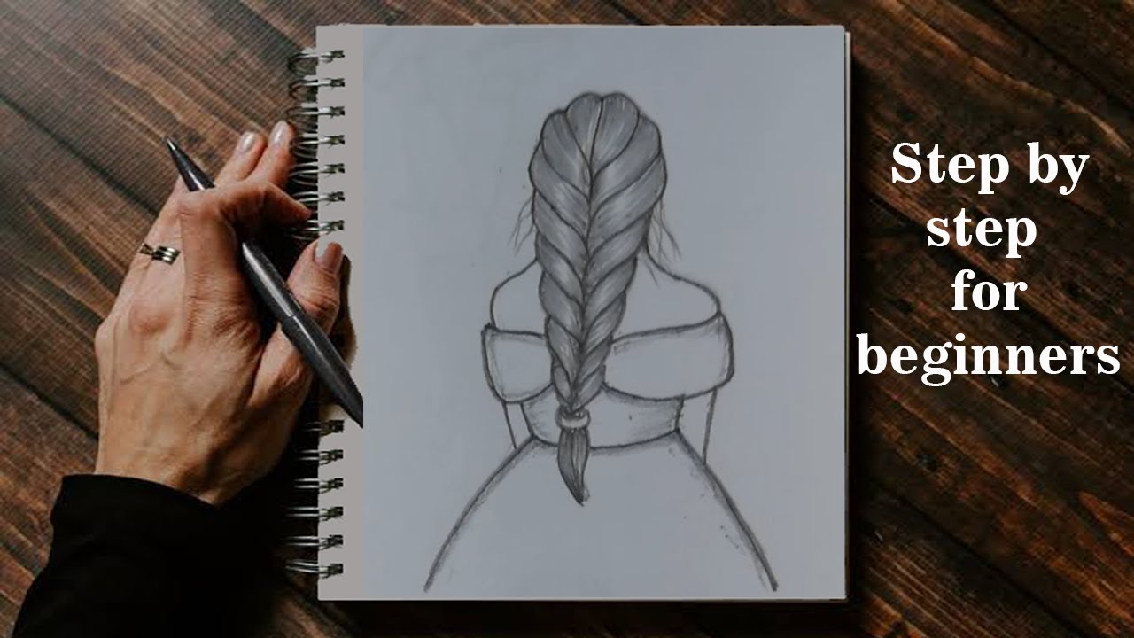 how to draw a girl with braid | daily art #189 | easy drawing step by ...