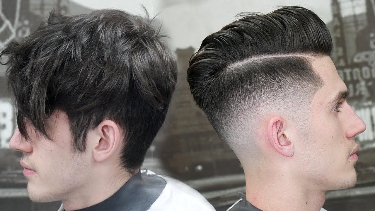 HAIRCUT TRANSFORMATION: MID SKIN FADE WITH A HARD PART || I STARTED A ...