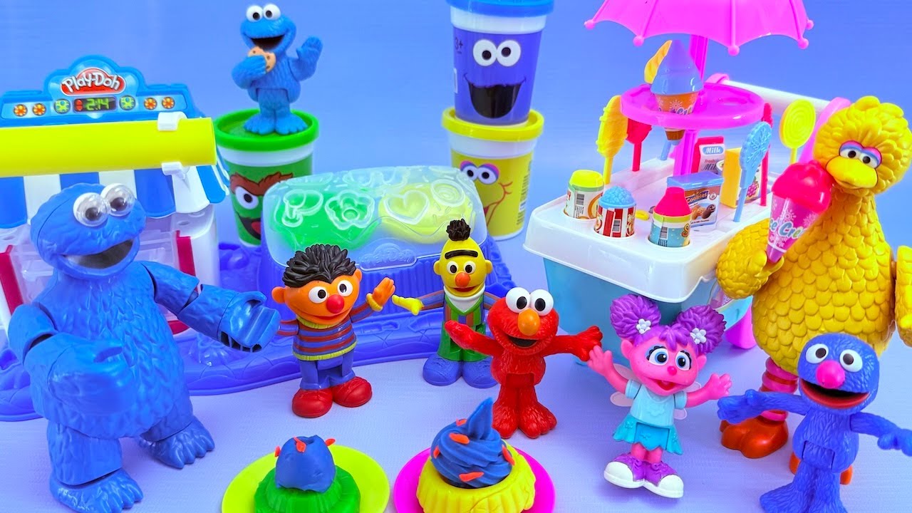 Sesame Street Ice Cream Cart - Ice Cream Play Doh Unboxing Play Time ...