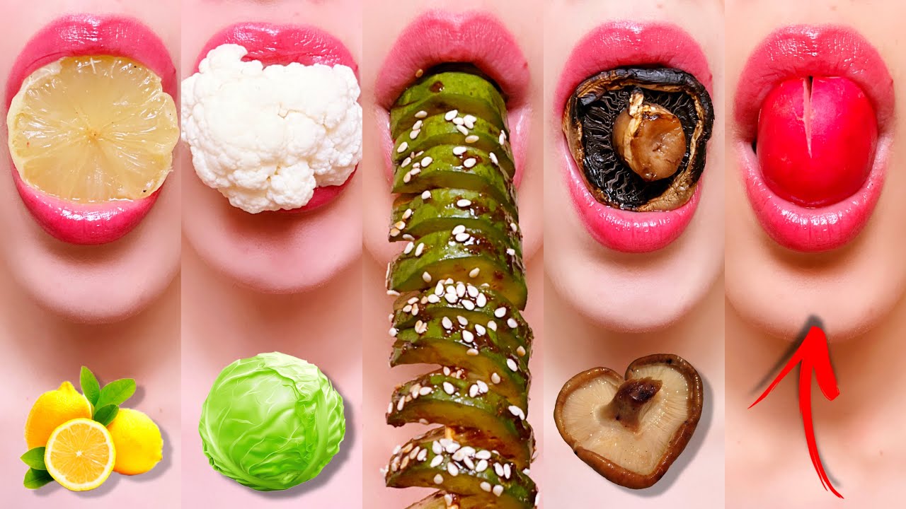 asmr EMOJI FOOD VEGETABLES | eating sounds - YouTube