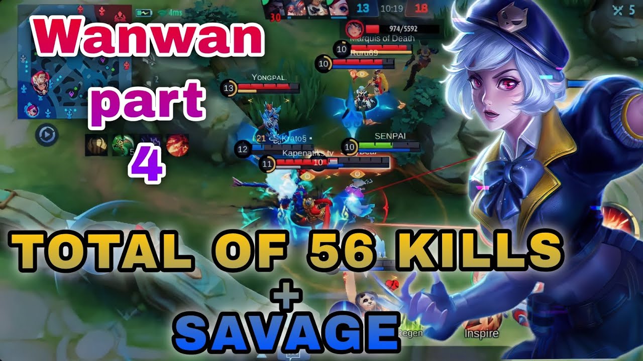WANWAN PART 4 GAMEPLAY | KUYA REI 56 KILLS + SAVAGE *(2023 build for wanwan) #mobilelegends ...