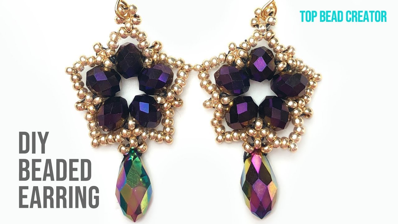 How to make star shape earrings, DIY Beads Tutorial, Crystal earrings ...