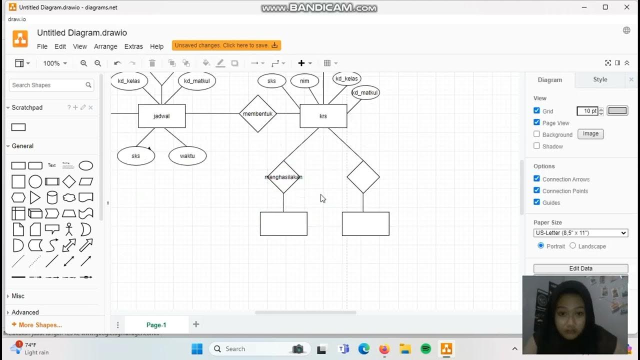 cara membuat rancangan basis data, ERD menggunakan draw.io - YouTube
