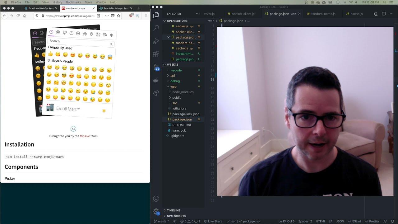 WEB422 Week 12 WebSockets Part 2 - Writing the React Front-End - YouTube