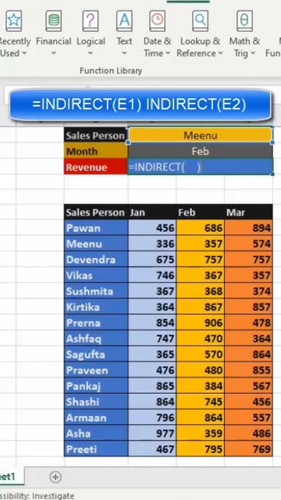 How to use intersection operator and indirect function in excel - YouTube