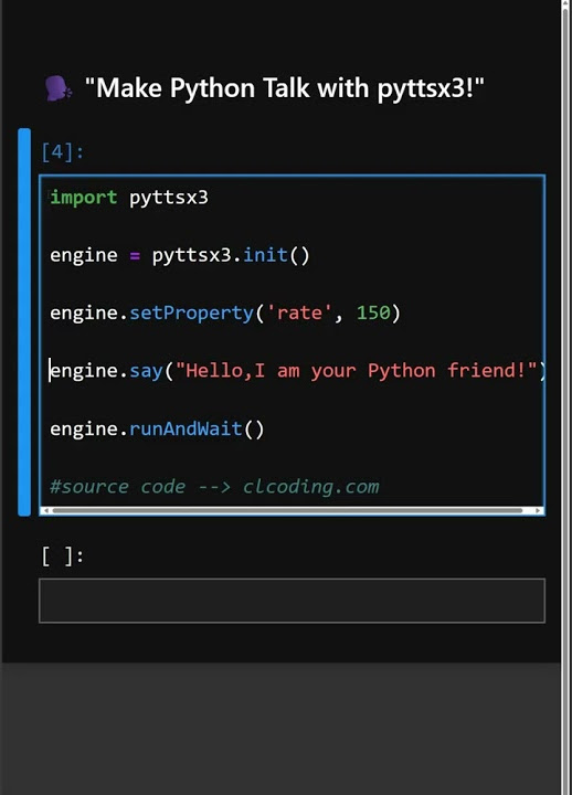Make Python Talk with pyttsx3 - YouTube
