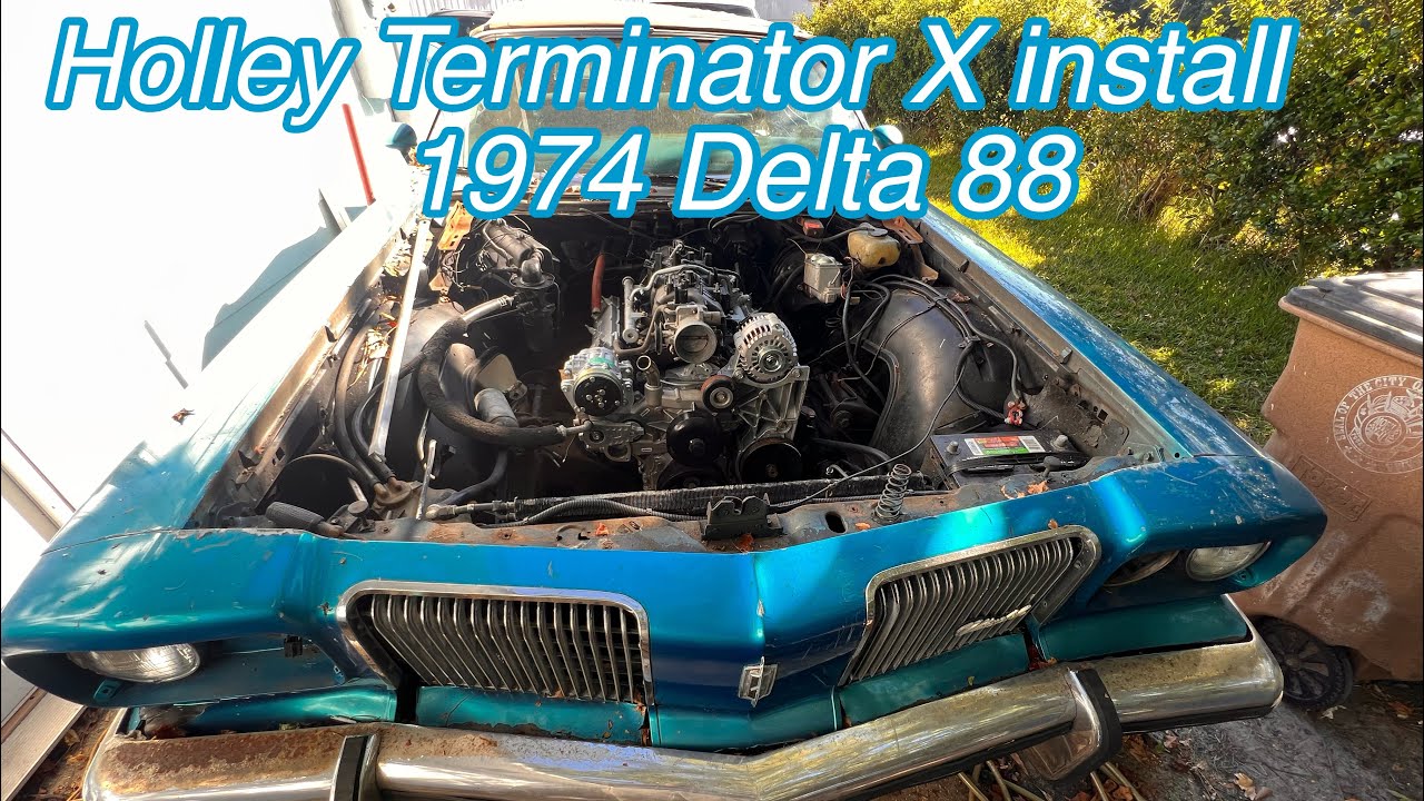 Prepping the 74 delta 88 for Holley Terminator X - YouTube