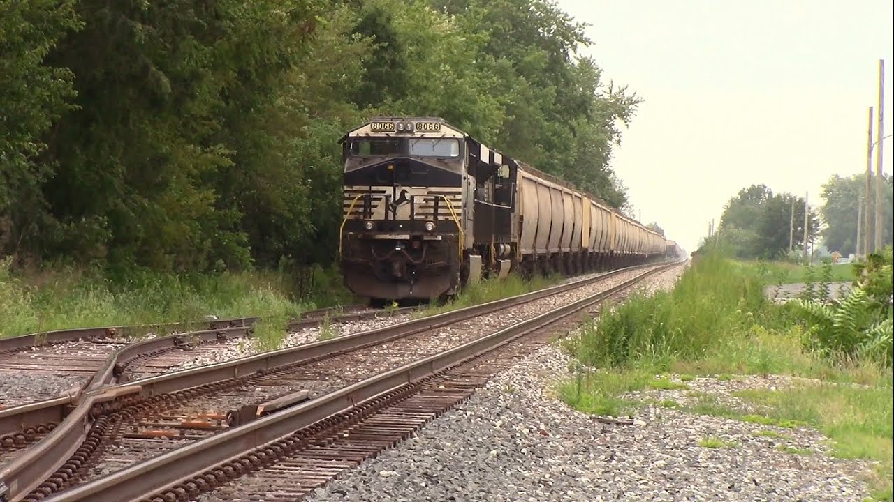 NS 8066 and NS 1079 Tied Down on a CSX Grain Train on the Reynolds Siding in Reynolds, Indiana ...