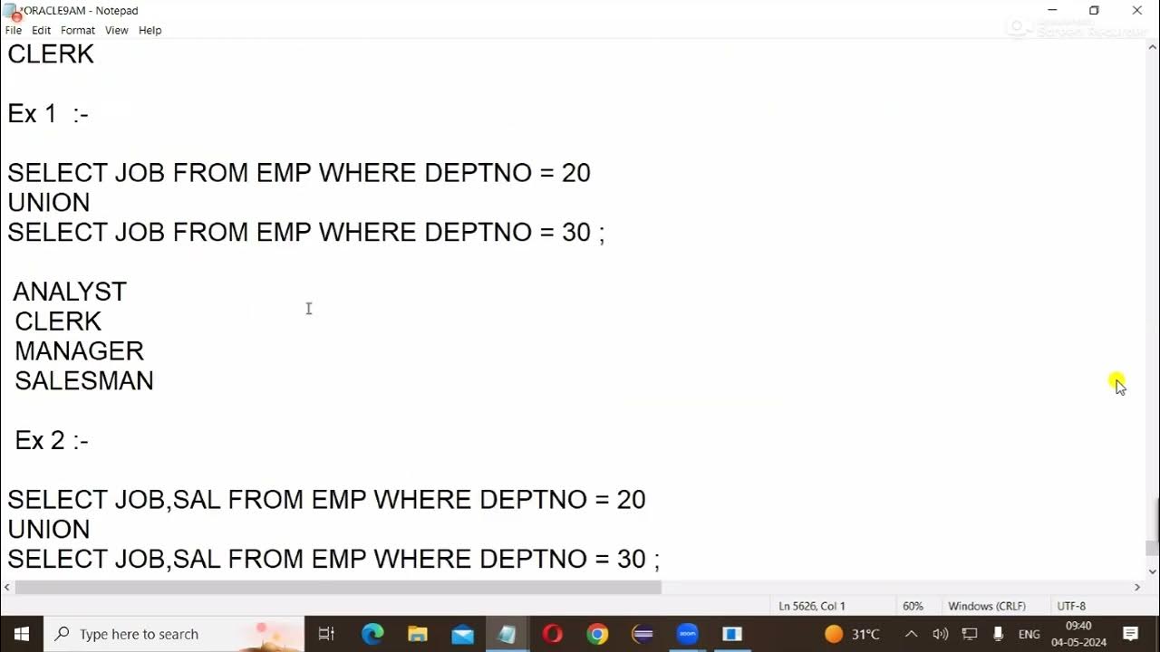 Session 40 Union All minus SubQueries or Nested Queries 20240504 092919 - YouTube