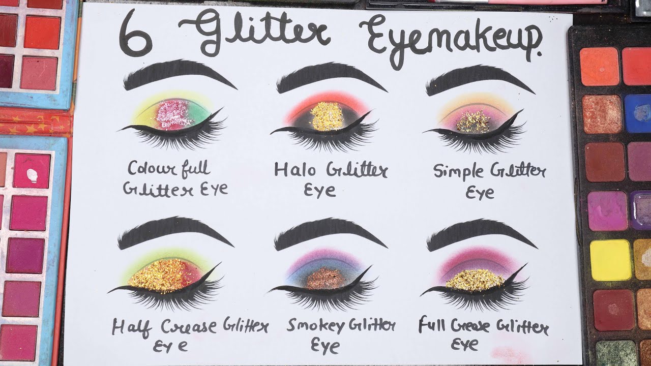 6 Quick & Simple Glitter eye makeup for Girls & women | Types for eye ...