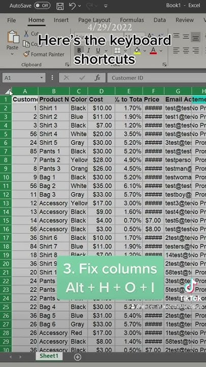 Excel tip to size rows and columns #exceltraining #excelcourse - YouTube