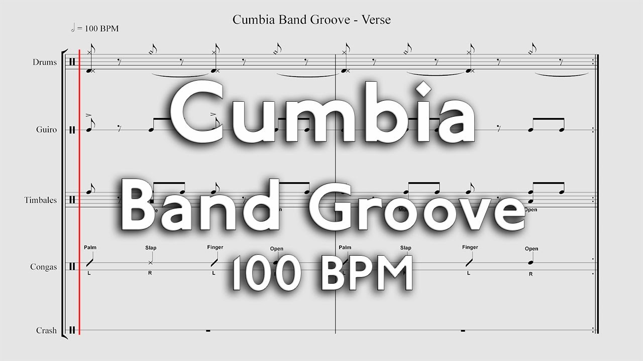 Cumbia Band Groove in 100 BPM - 10 min of arranged music - YouTube