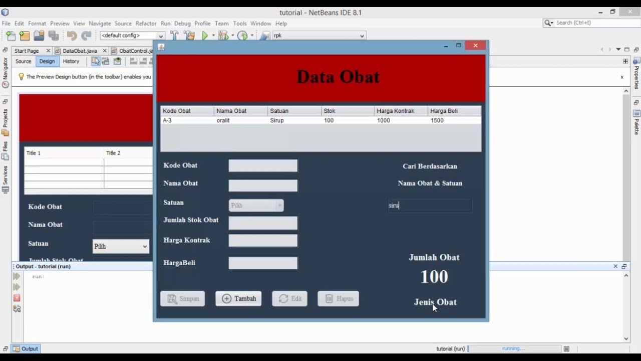 Tutorial Membuat Form Data Obat Java Netbeans And Database Mysql Part 7 2861