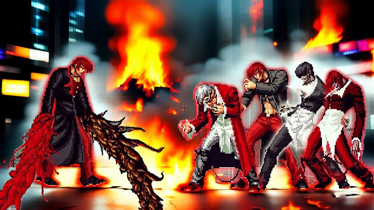 [KOF Mugen] Original Iori Yagami XIV Vs Ultimate Iori Yagami Team - YouTube