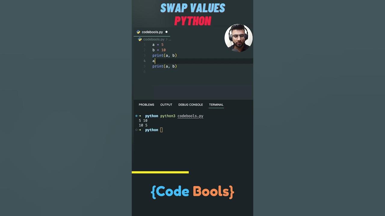Swap Values Python Python Pythonswap Valueswap Pythontricks Codingtips Shrots Youtube