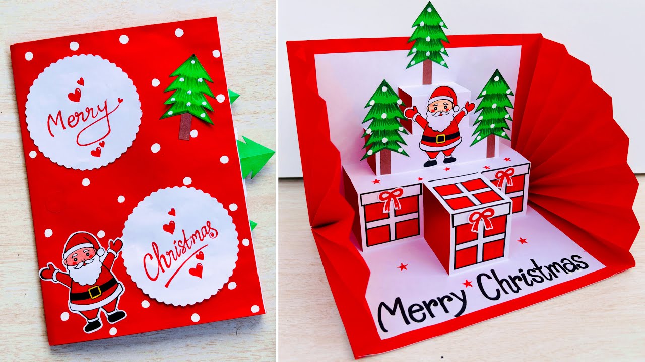 DIY Christmas pop-up card // Christmas greeting card making easy ...