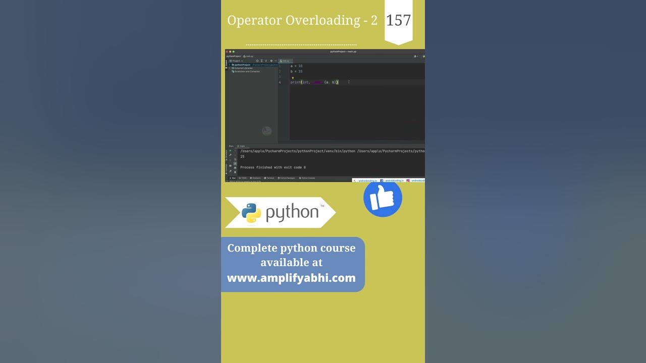 Python : Operator Overloading | Part 2 | py srt 157 - YouTube
