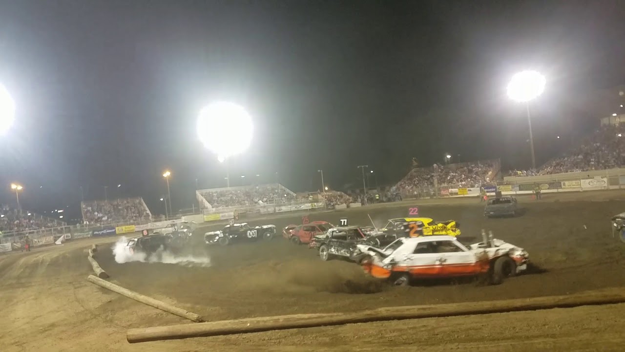 Demolition Derby 2017 one of the best show of the night in bishop ca ...