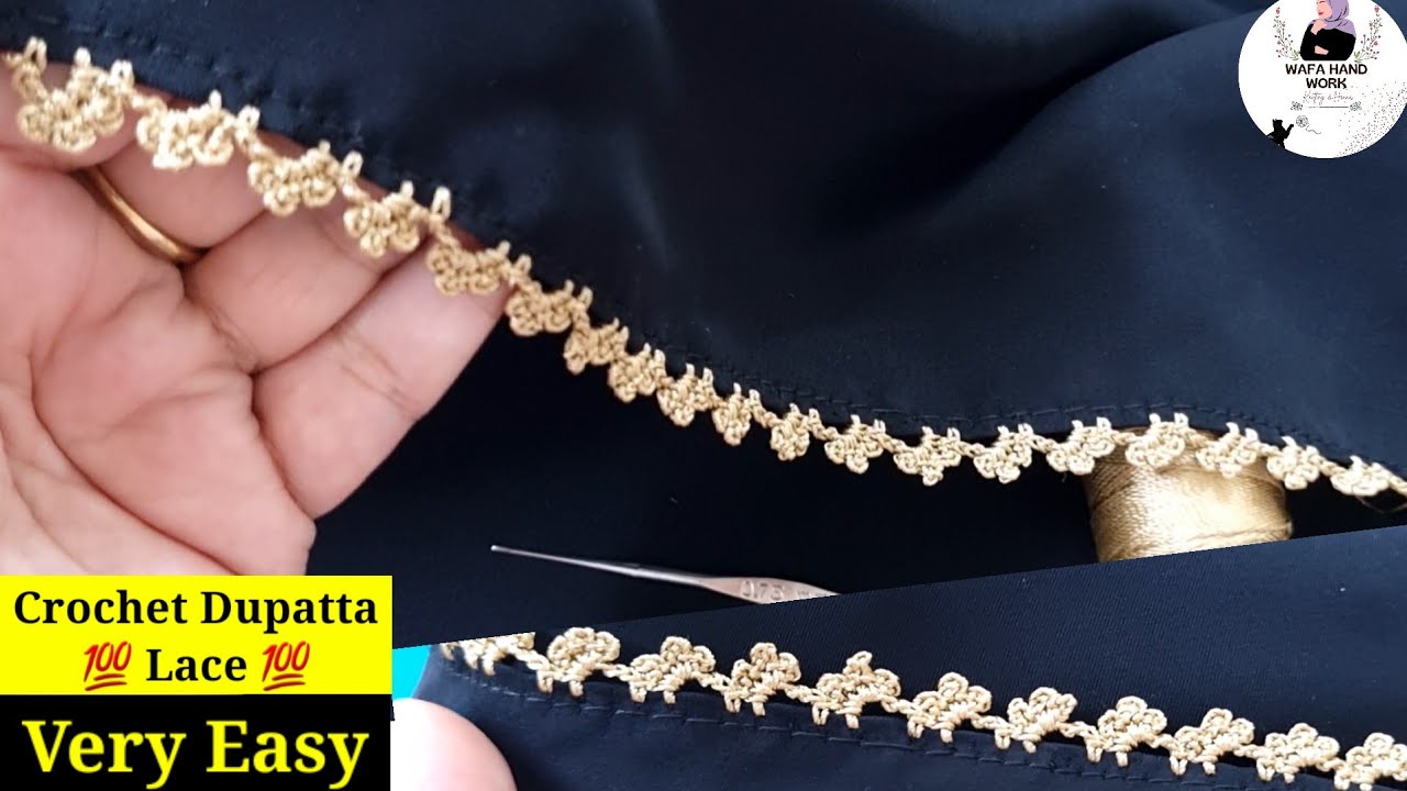 Crochet Dupatta Lace Very Easy For Beginners 💯 Dupatta Crosia Design ...