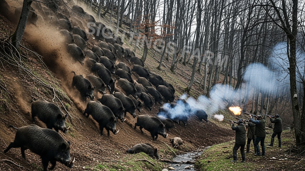 Dangerous Giant Hogs ! Hundreds of Wild Boars Invaded The Farm ...