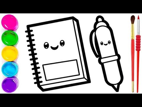 Bolalar uchun kitob va qalam chizish | Book and Pencil drawing for kids ...